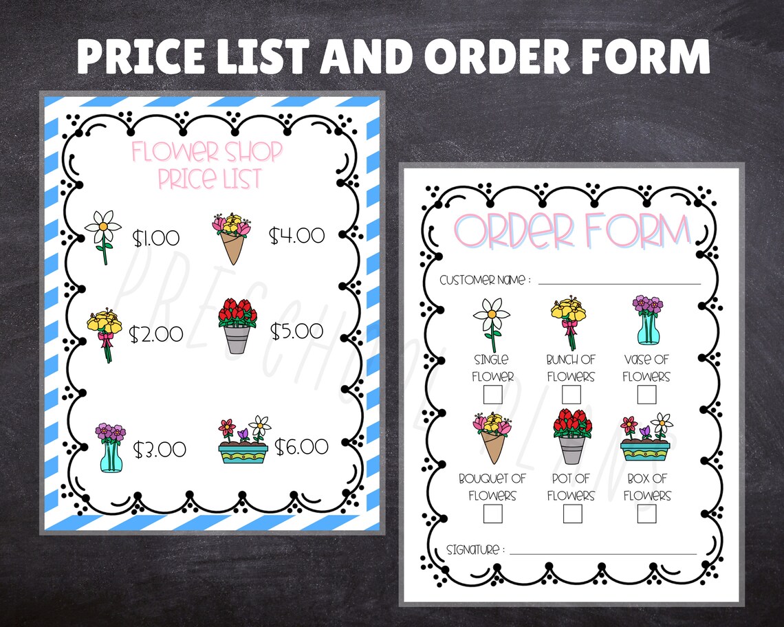 Printable Flower Shop Dramatic Play, Flower Shop Pretend Play, Spring ...