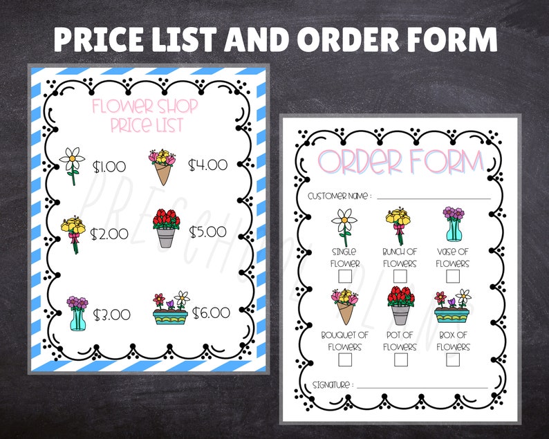 Printable Flower Shop Dramatic Play, Flower Shop Pretend Play, Spring ...
