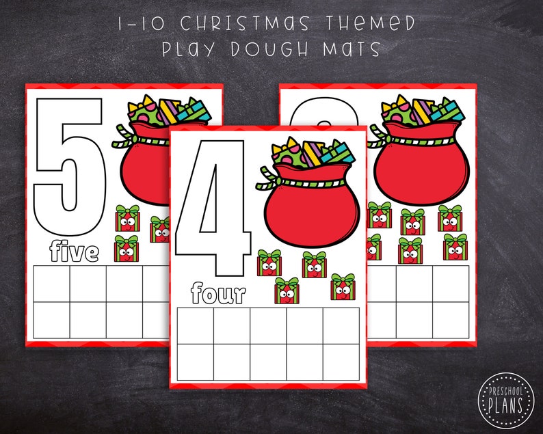 Printable Christmas Number Play Dough Mats, Play Doh, Number Printables ...