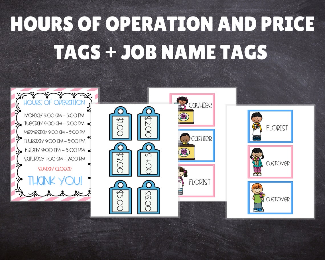 Printable Flower Shop Dramatic Play, Flower Shop Pretend Play, Spring ...