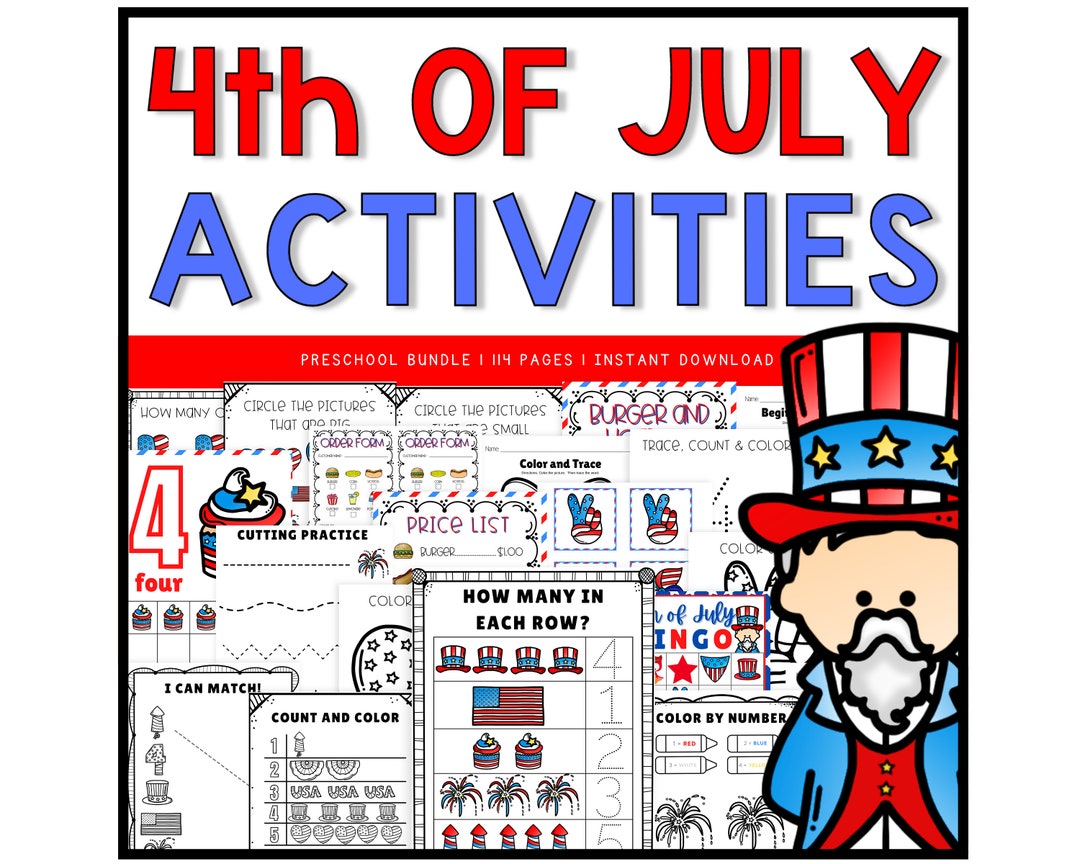 4th of July Activity Pack for Preschoolers, Fun 4th of July Party Games ...