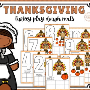 Printable Thanksgiving Number Play Dough Mats, Play Doh, Number ...