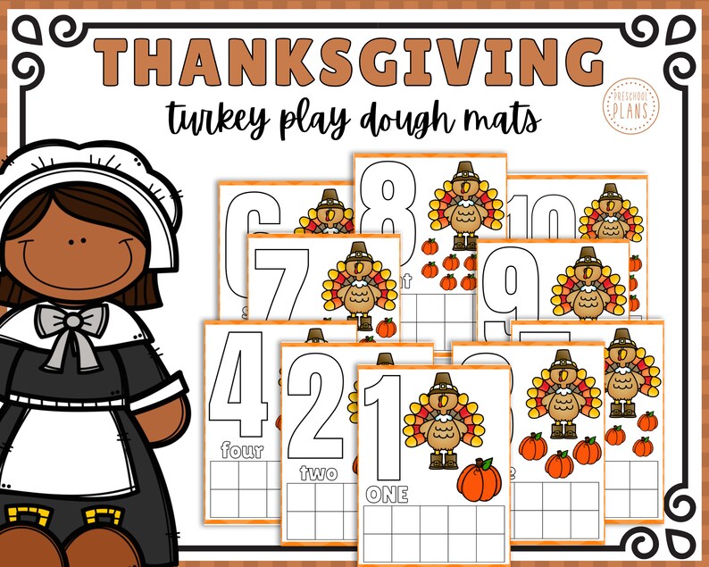 Printable Thanksgiving Number Play Dough Mats, Play Doh, Number ...