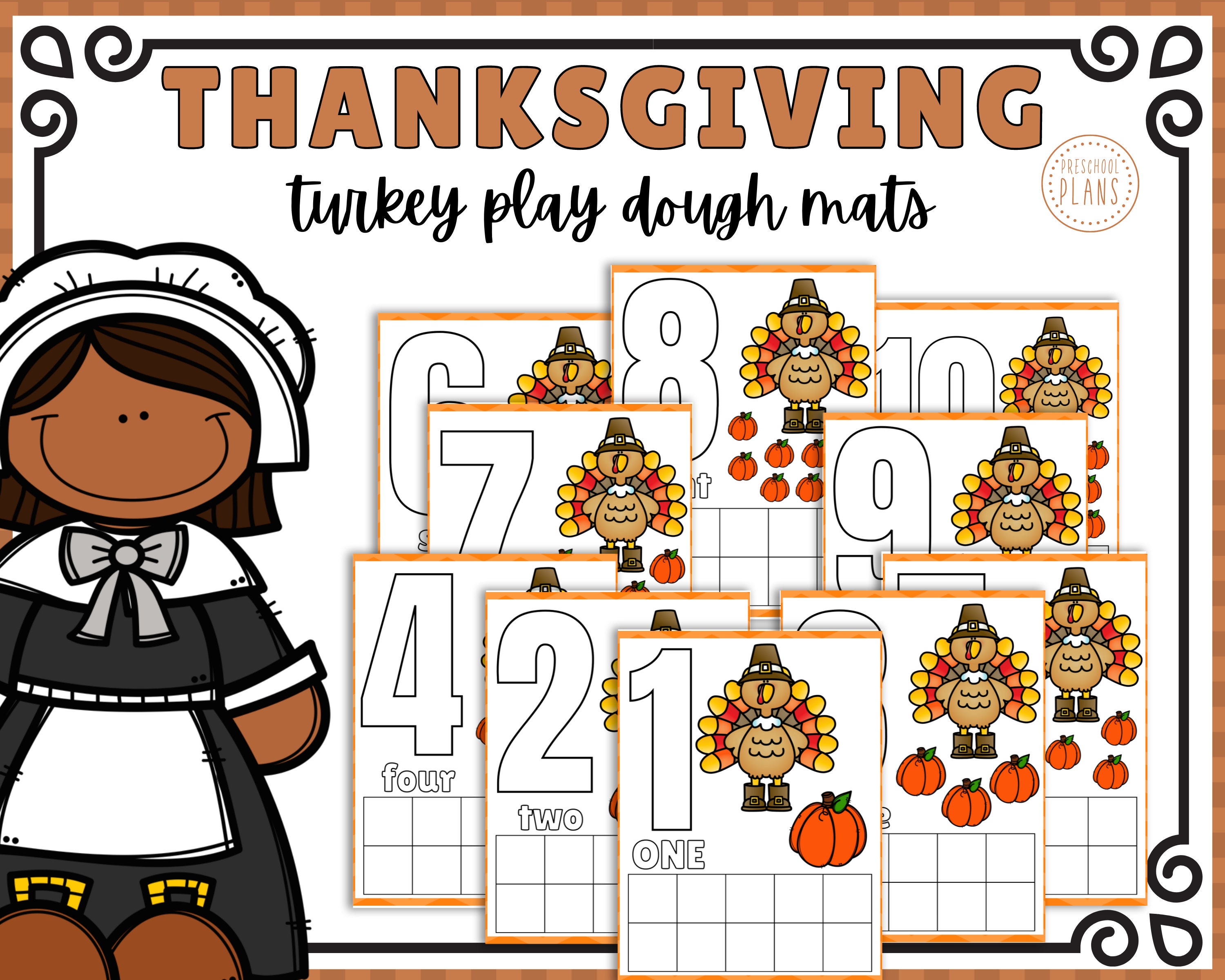 Printable Thanksgiving Number Play Dough Mats, Play Doh, Number ...