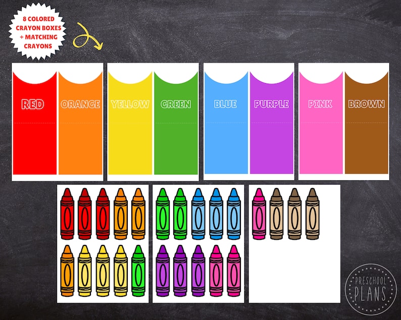 Printable Color Matching Game, Crayon Box Color Game, Preschool ...
