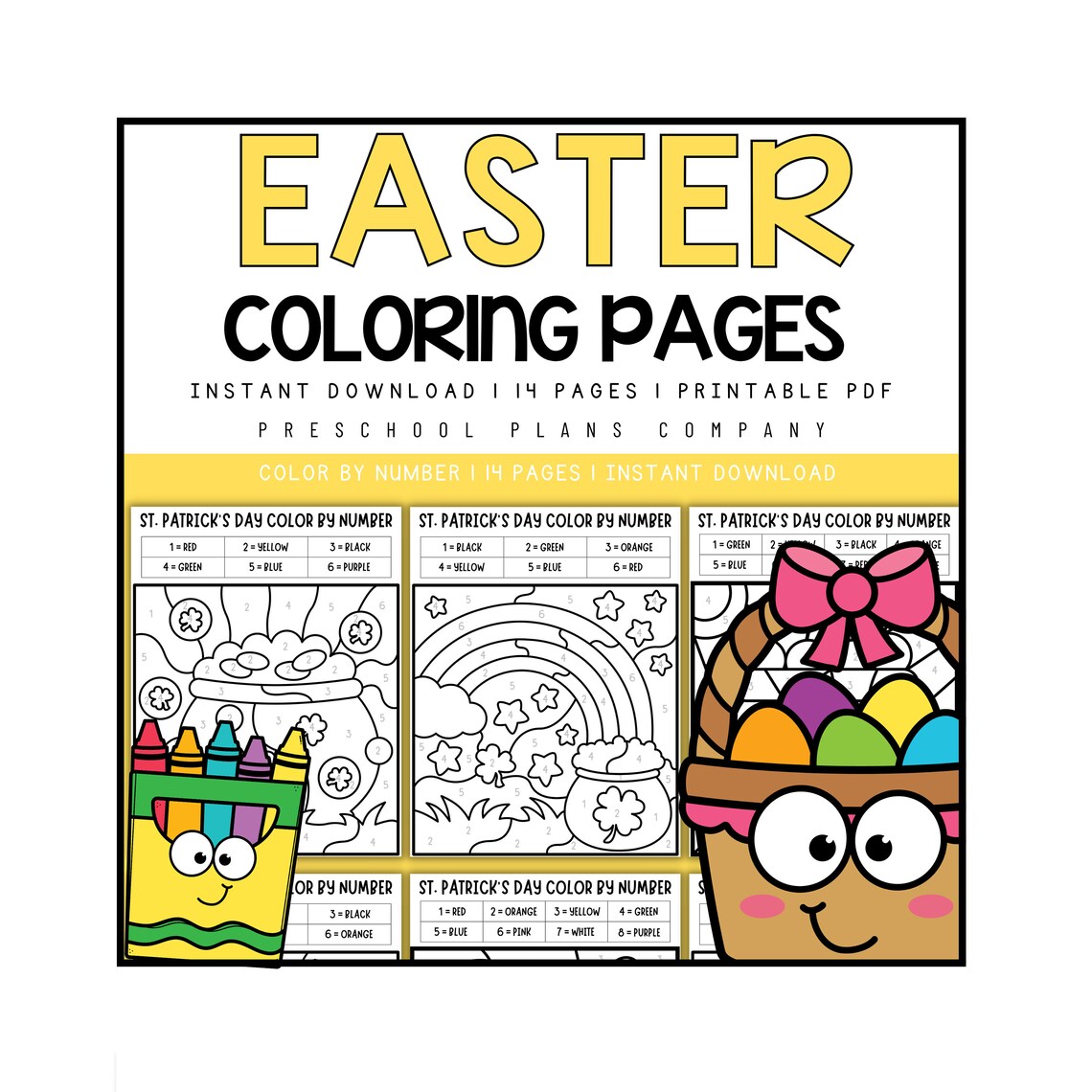 Easter Color by Number, Color by Number Easter Printable, Easter Bunny ...