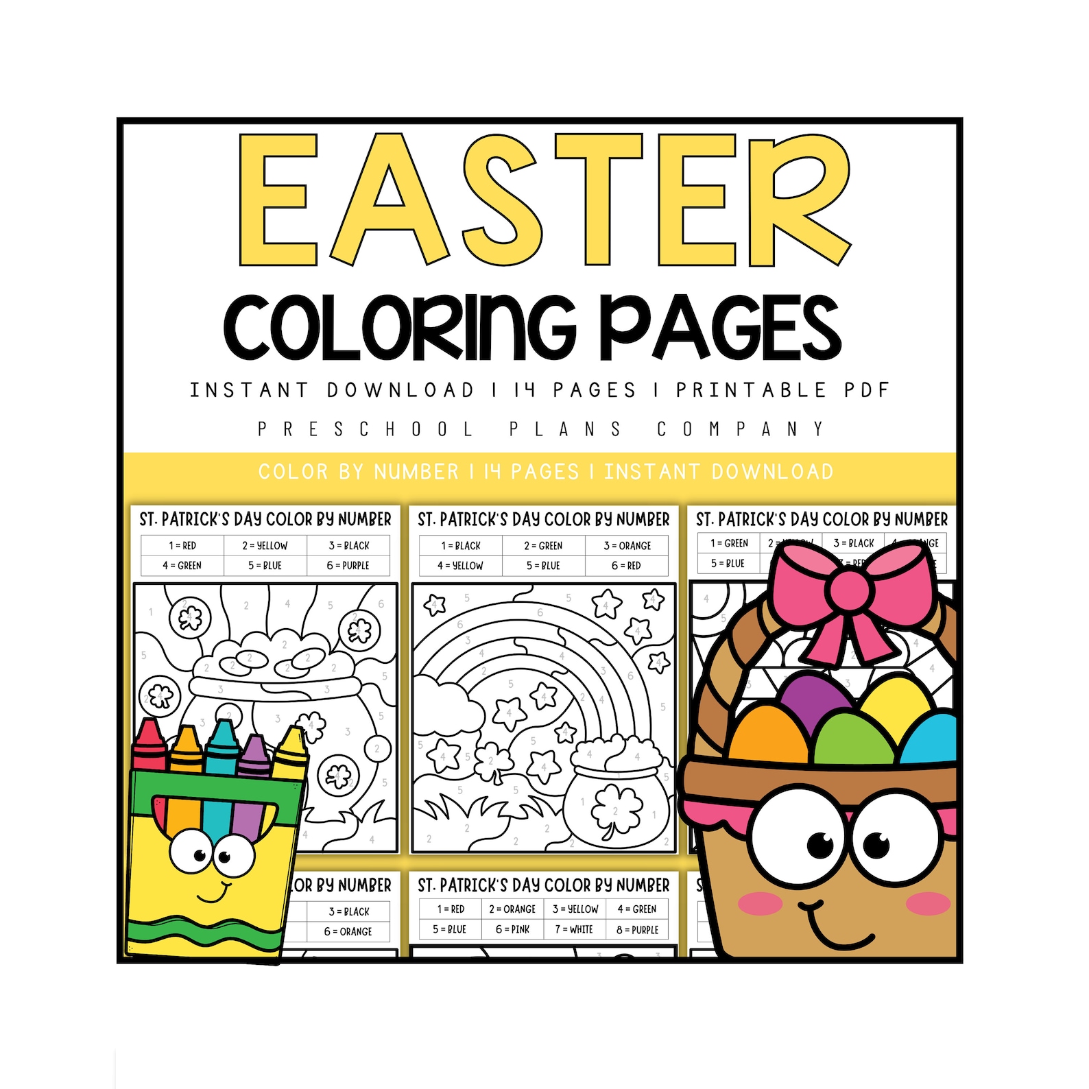 Easter Color by Number, Color by Number Easter Printable, Easter Bunny ...