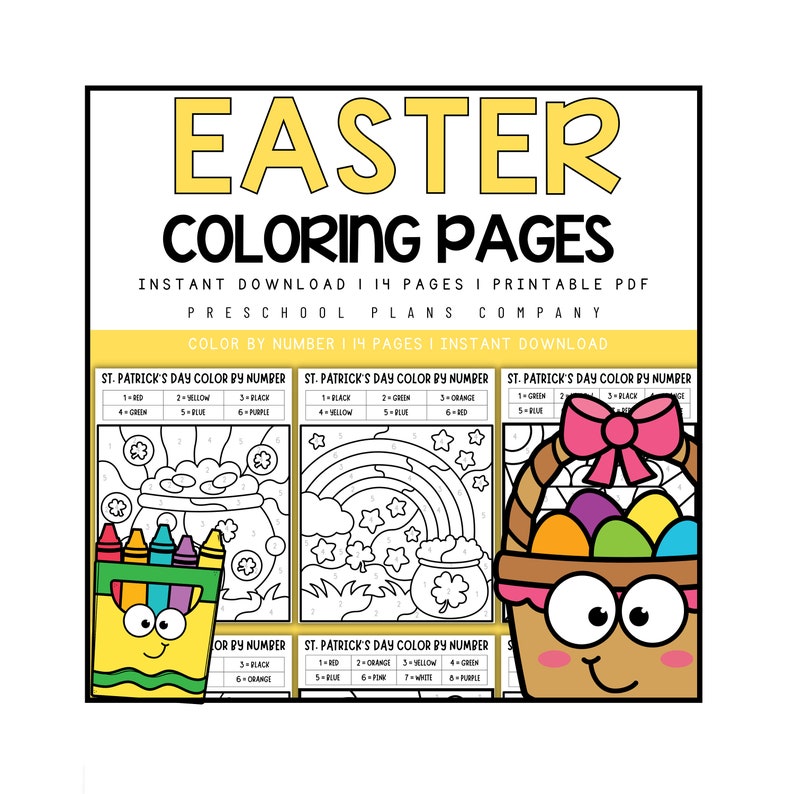 Easter Color by Number, Color by Number Easter Printable, Easter Bunny ...