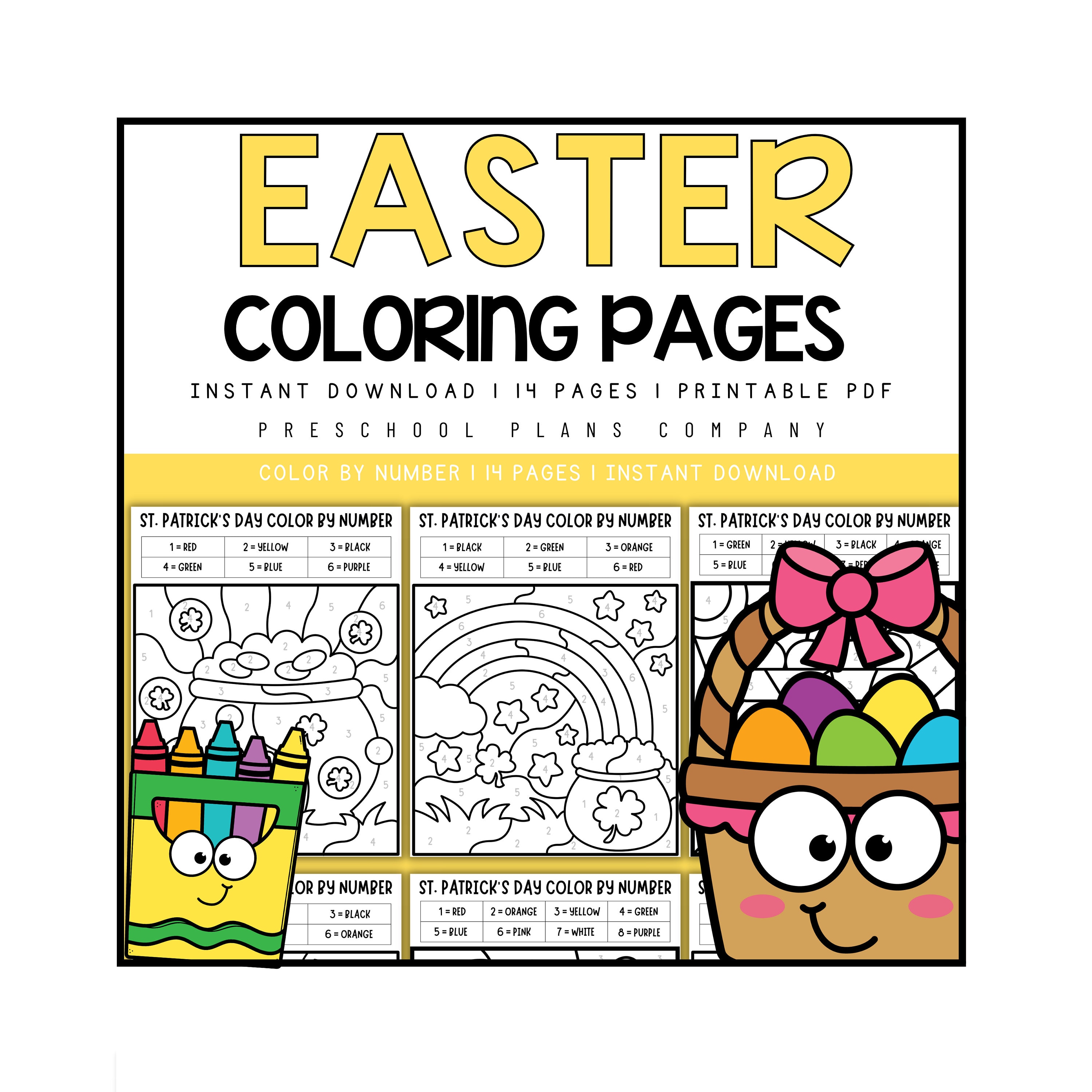 Easter Color by Number, Color by Number Easter Printable, Easter Bunny ...