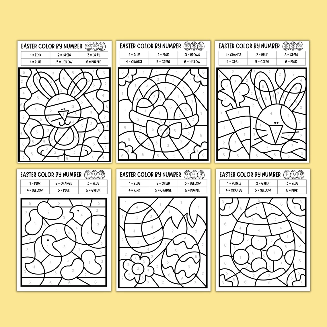 Easter Color by Number, Color by Number Easter Printable, Easter Bunny ...