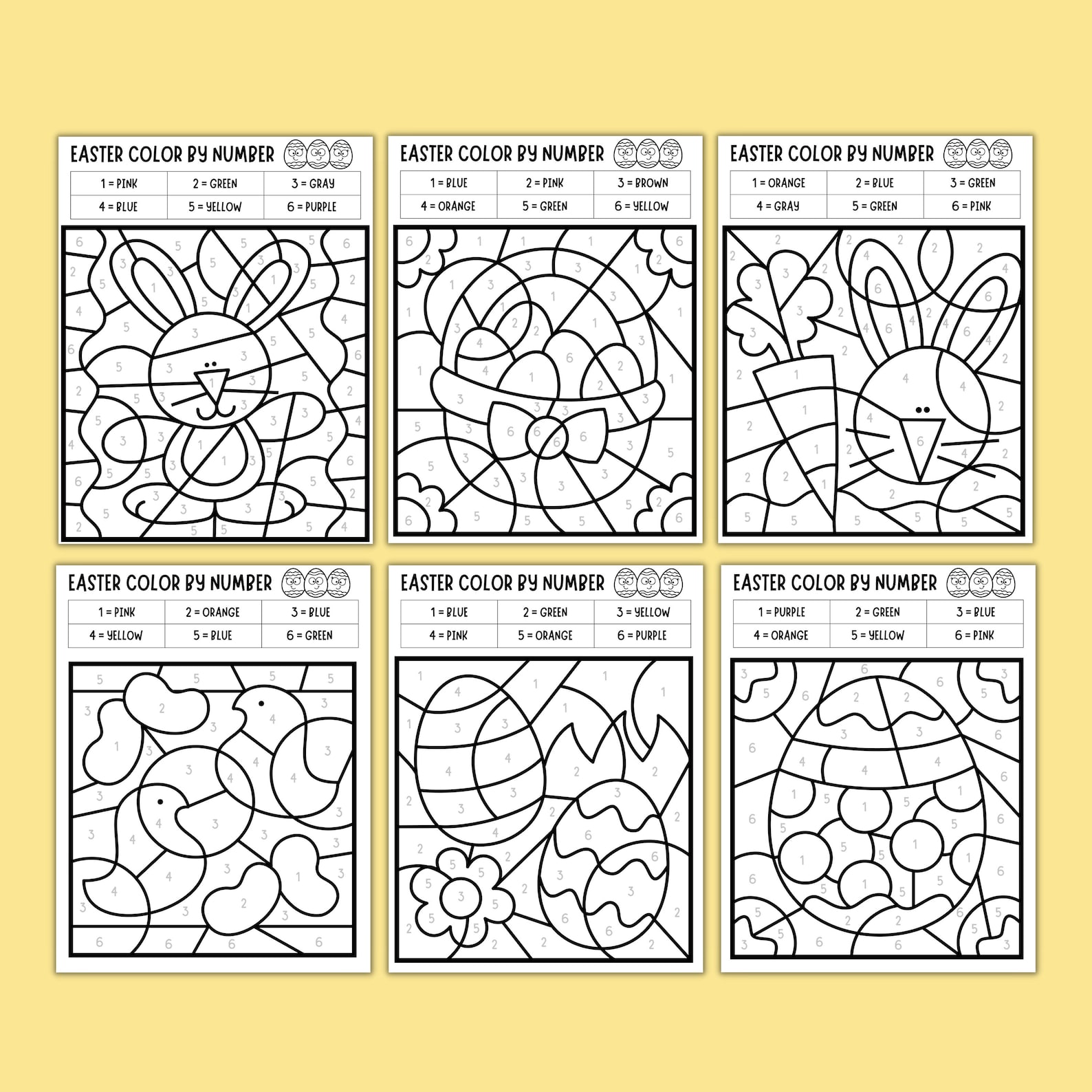 Easter Color by Number, Color by Number Easter Printable, Easter Bunny ...