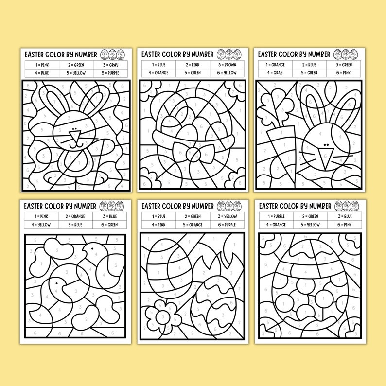 Easter Color by Number, Color by Number Easter Printable, Easter Bunny ...