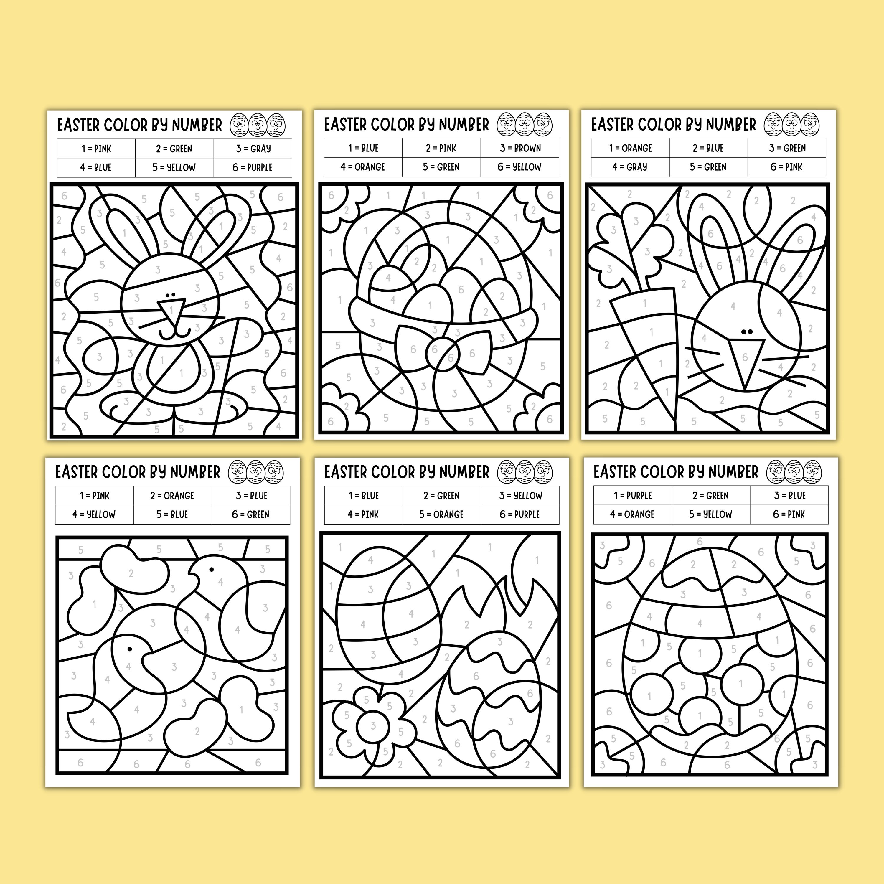 Easter Color by Number, Color by Number Easter Printable, Easter Bunny ...