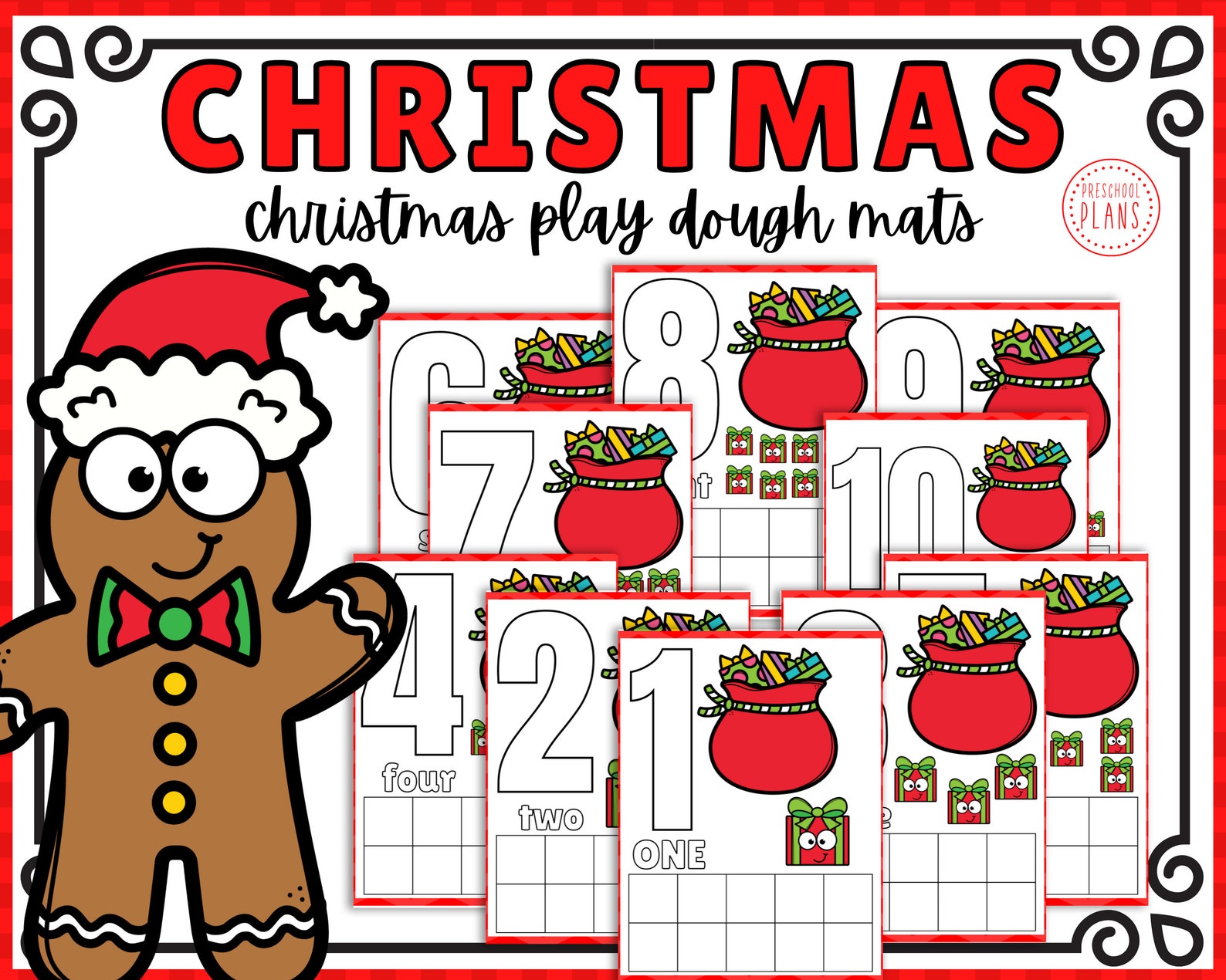 Printable Christmas Number Play Dough Mats, Play Doh, Number Printables ...
