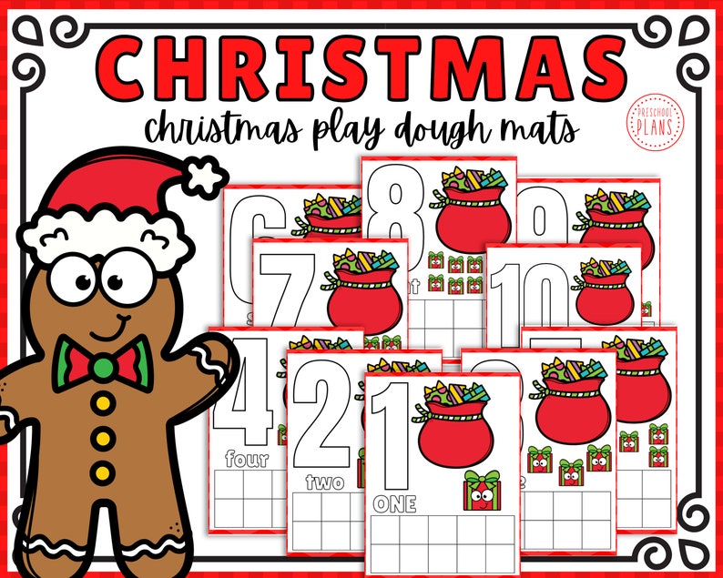 Printable Christmas Number Play Dough Mats, Play Doh, Number Printables ...