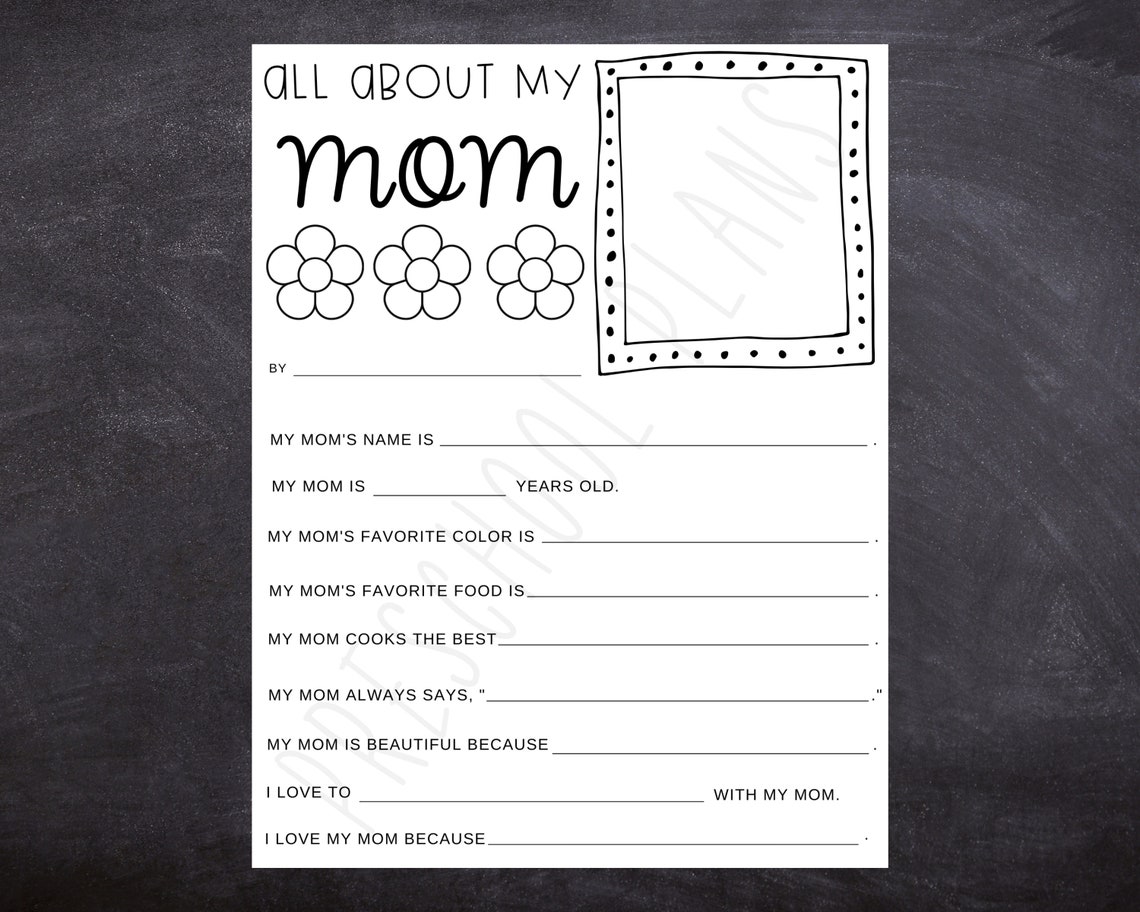 My Mom Printable for Mother's Day, What I Love About My Mom Worksheet ...