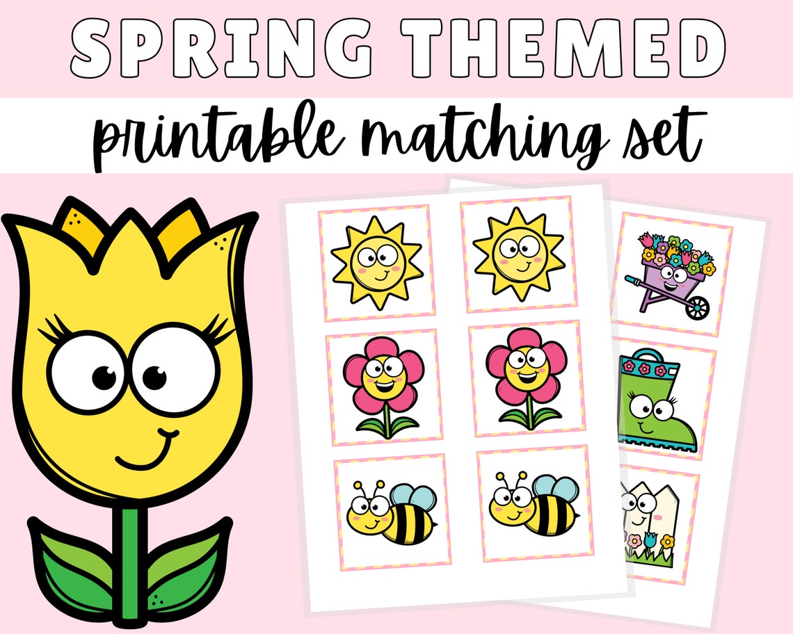 Printable Spring Matching Game, Spring Memory Game, Preschool Activity ...