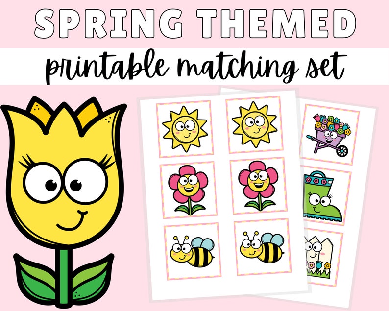Printable Spring Matching Game, Spring Memory Game, Preschool Activity ...