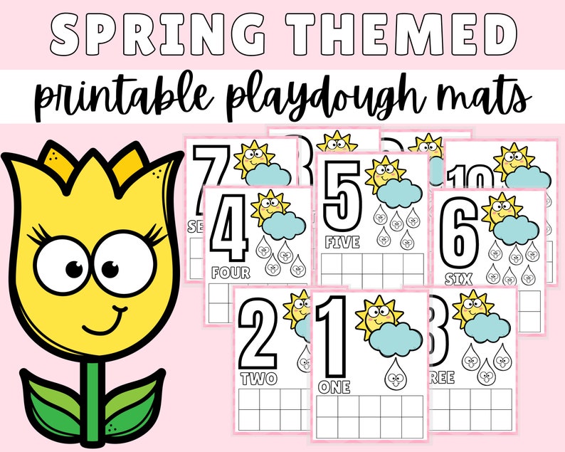 Printable Spring Number Play Dough Mats, Play Doh, Number Printables ...
