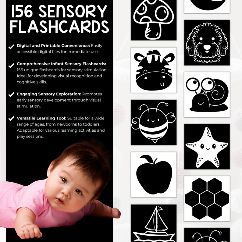 Baby Sensory Flash Cards, Baby Sensory Cards Printable, Baby Sensory ...