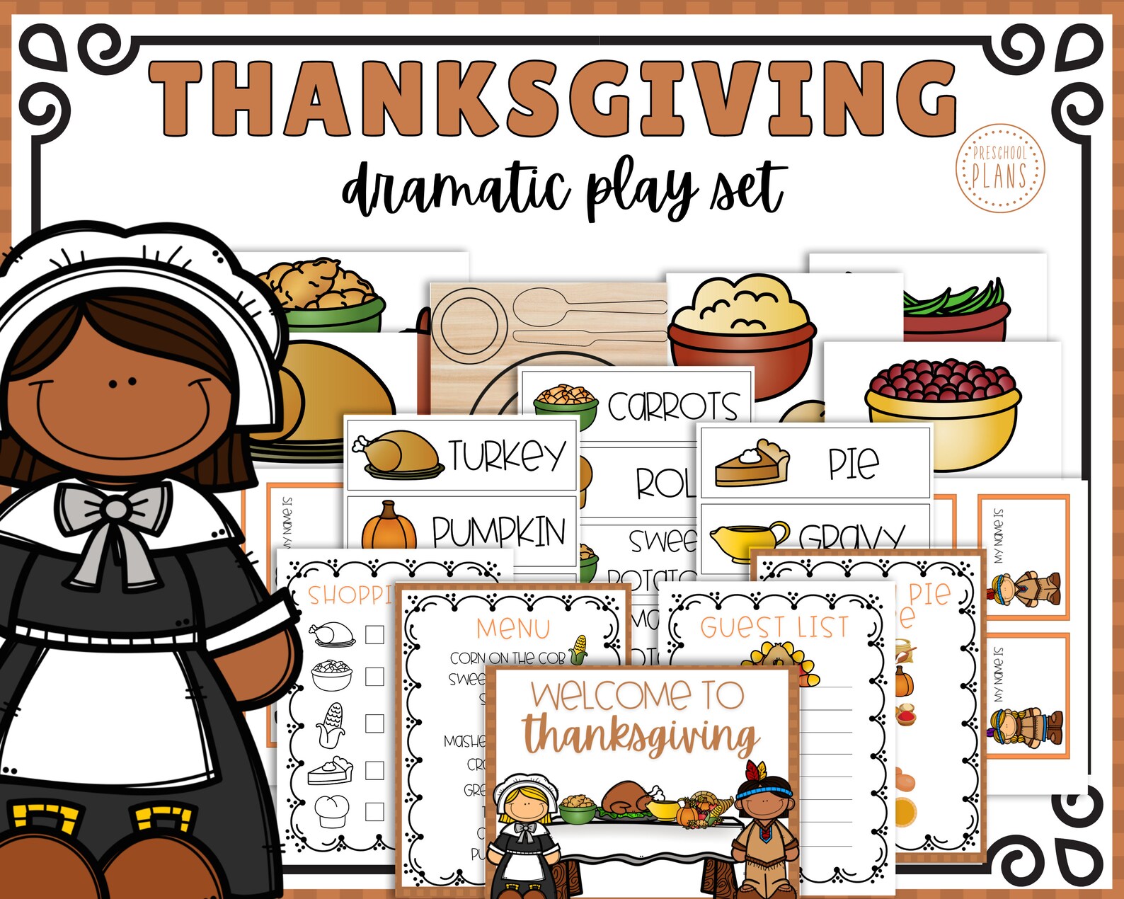 Thanksgiving Dramatic Play Set, Thanksgiving Pretend Play Printables ...