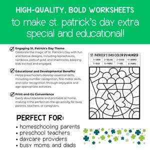 St Patricks Day Color by Number, St Patricks Day Coloring Sheets PDF ...