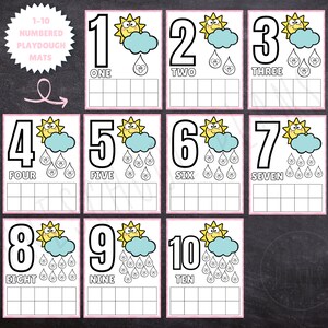 Printable Spring Number Play Dough Mats, Play Doh, Number Printables ...
