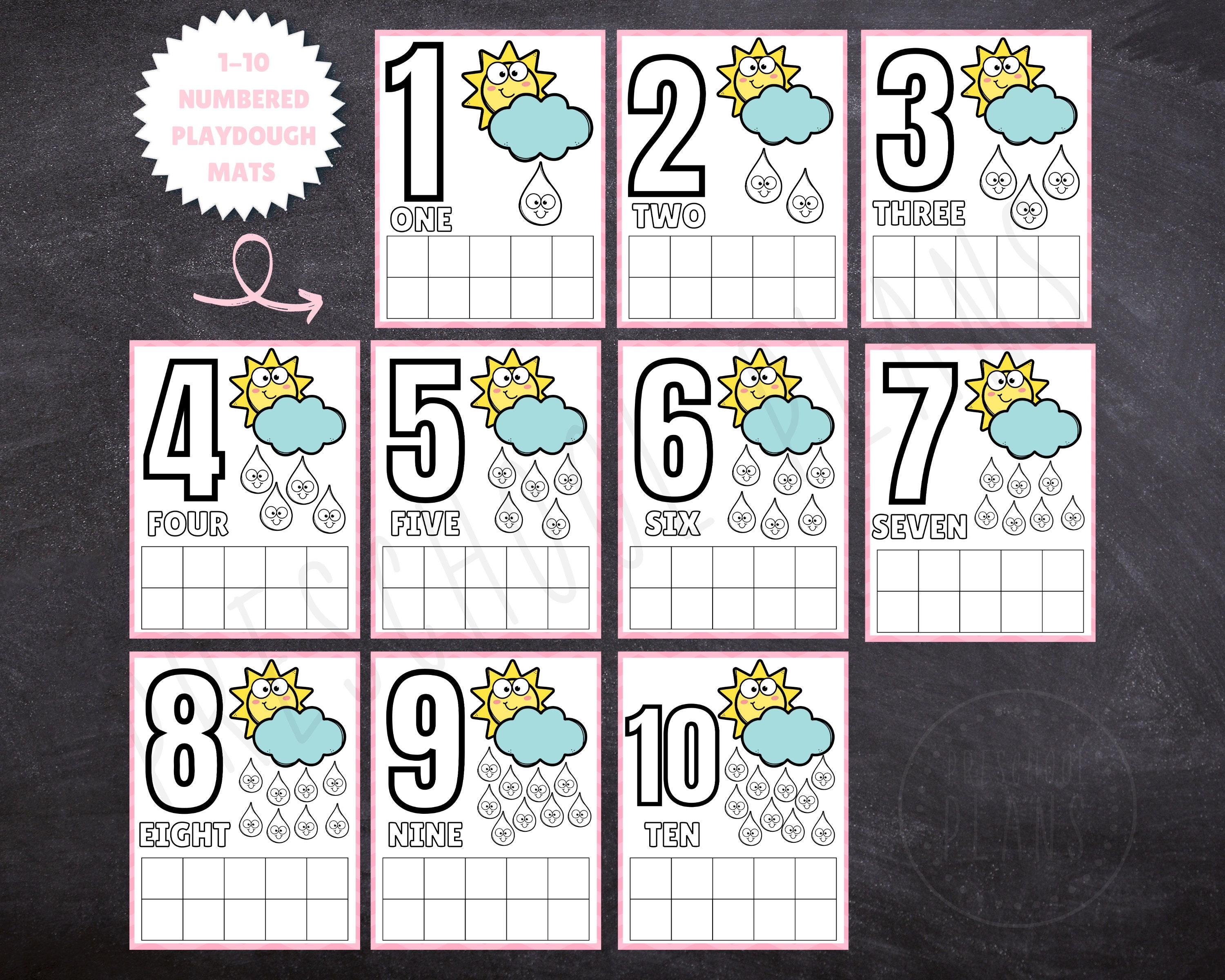 Printable Spring Number Play Dough Mats, Play Doh, Number Printables ...