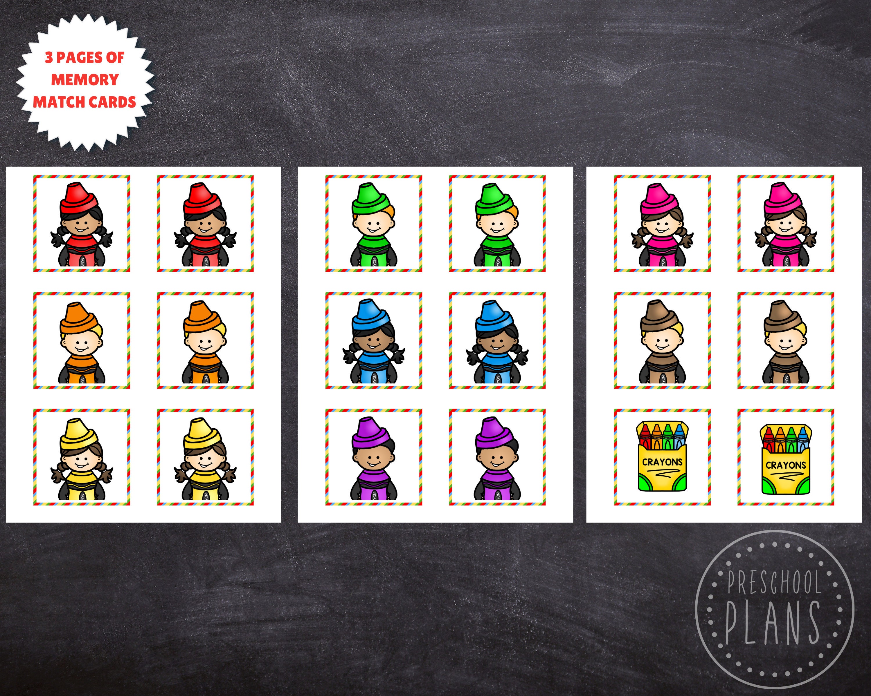 Printable Color Matching Game, Color Memory Game, Preschool Activity ...