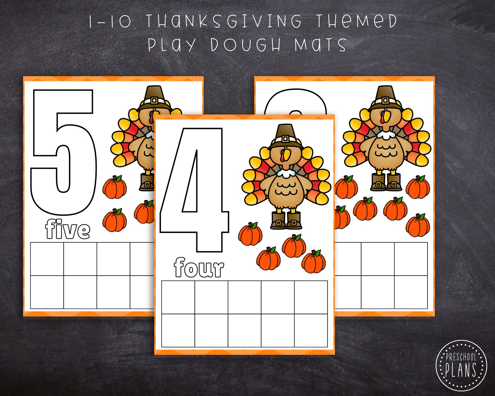 Printable Thanksgiving Number Play Dough Mats, Play Doh, Number ...