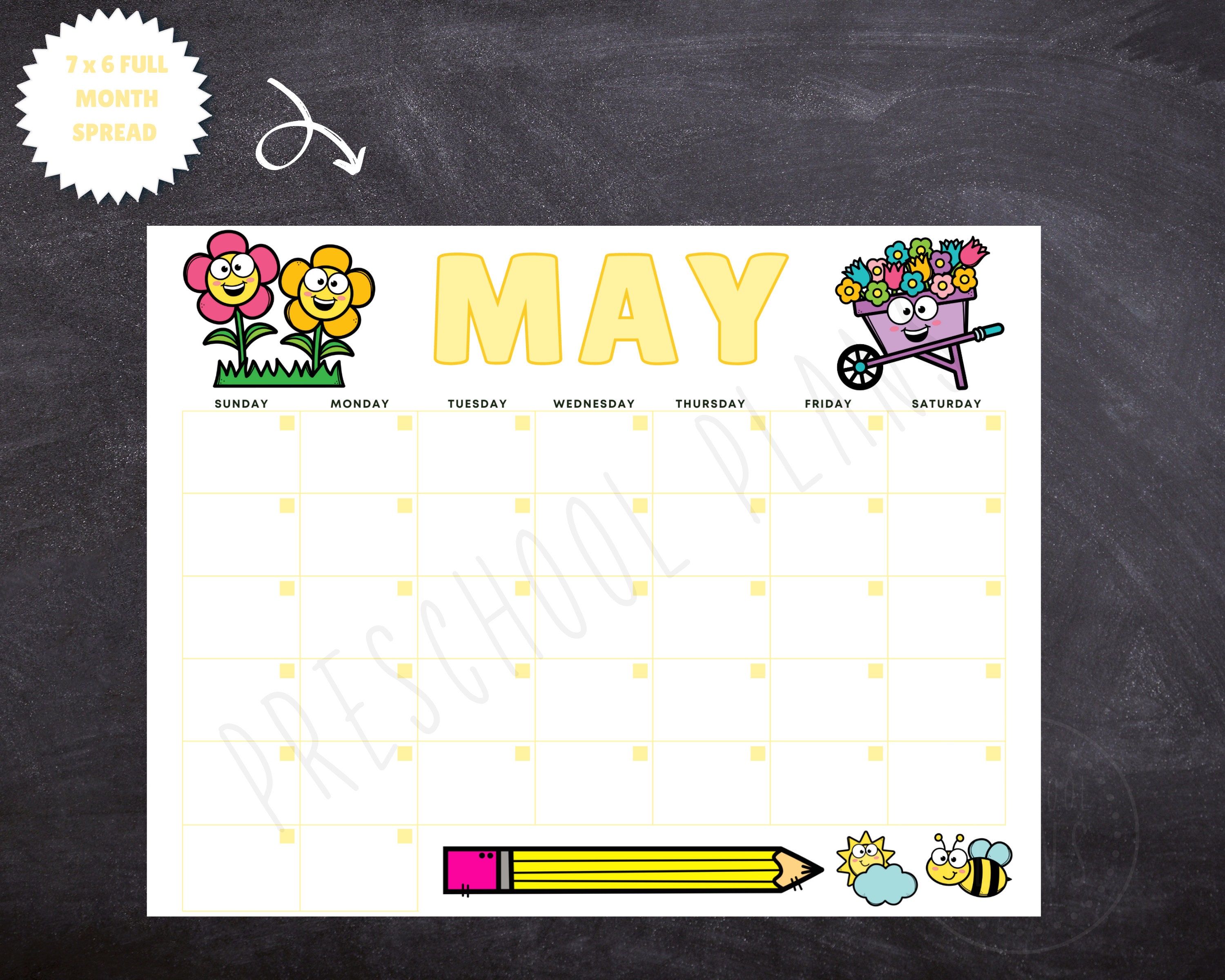 May Calendar Instant Download, Monthly Planner Digital Calendar, Kid ...