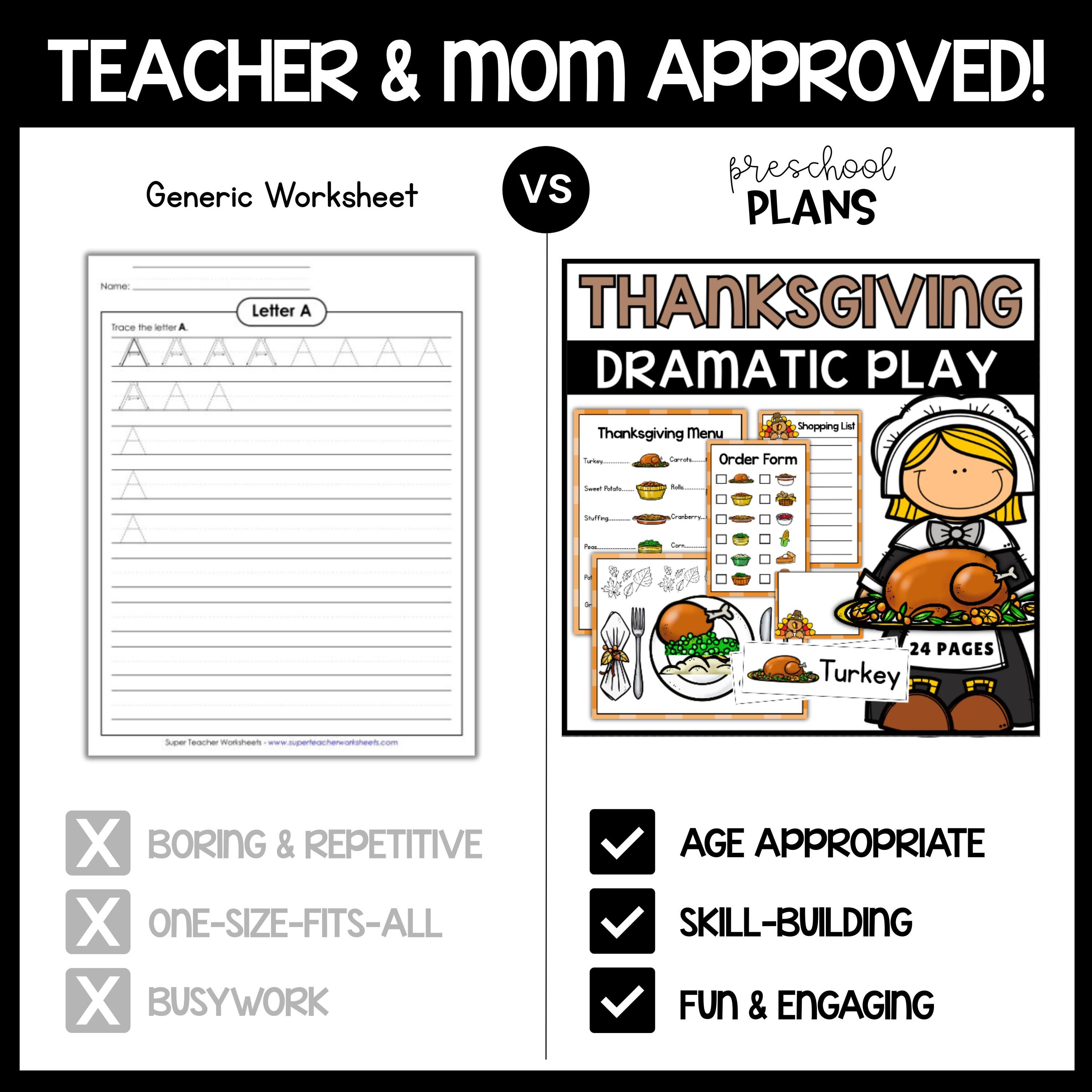 Thanksgiving Dramatic Play Set, Thanksgiving Pretend Play Printables ...