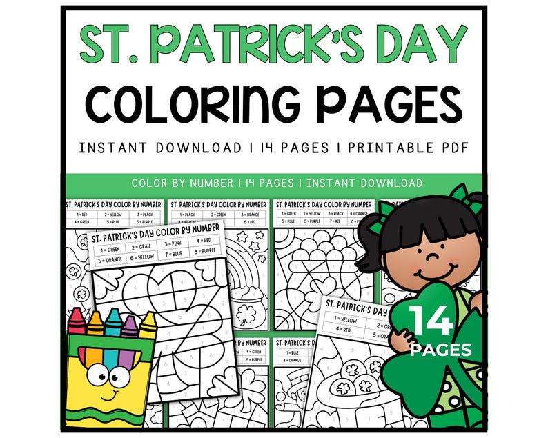 St Patricks Day Color by Number, St Patricks Day Coloring Sheets PDF ...