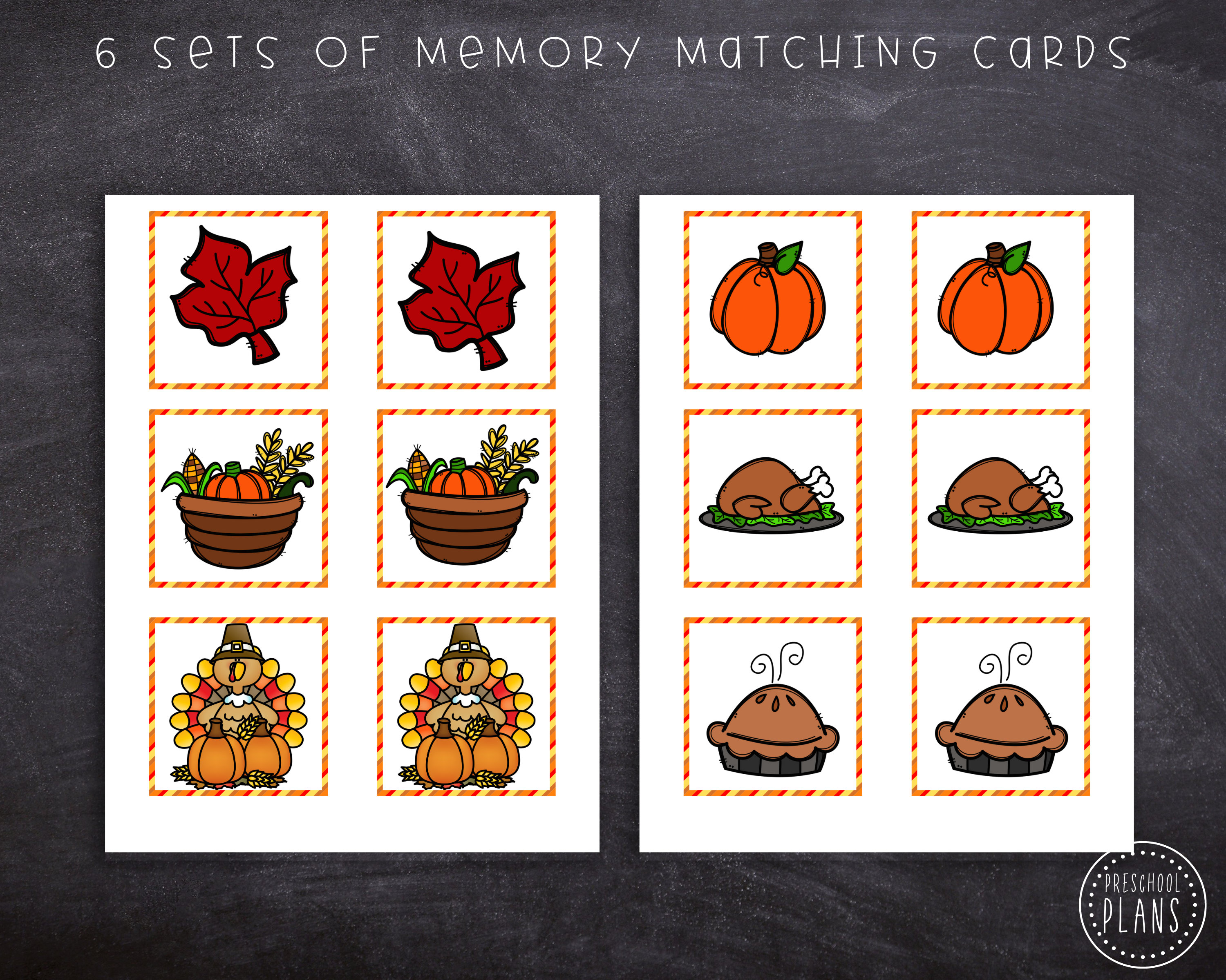 Printable Thanksgiving Matching Game, Thanksgiving Memory Game ...