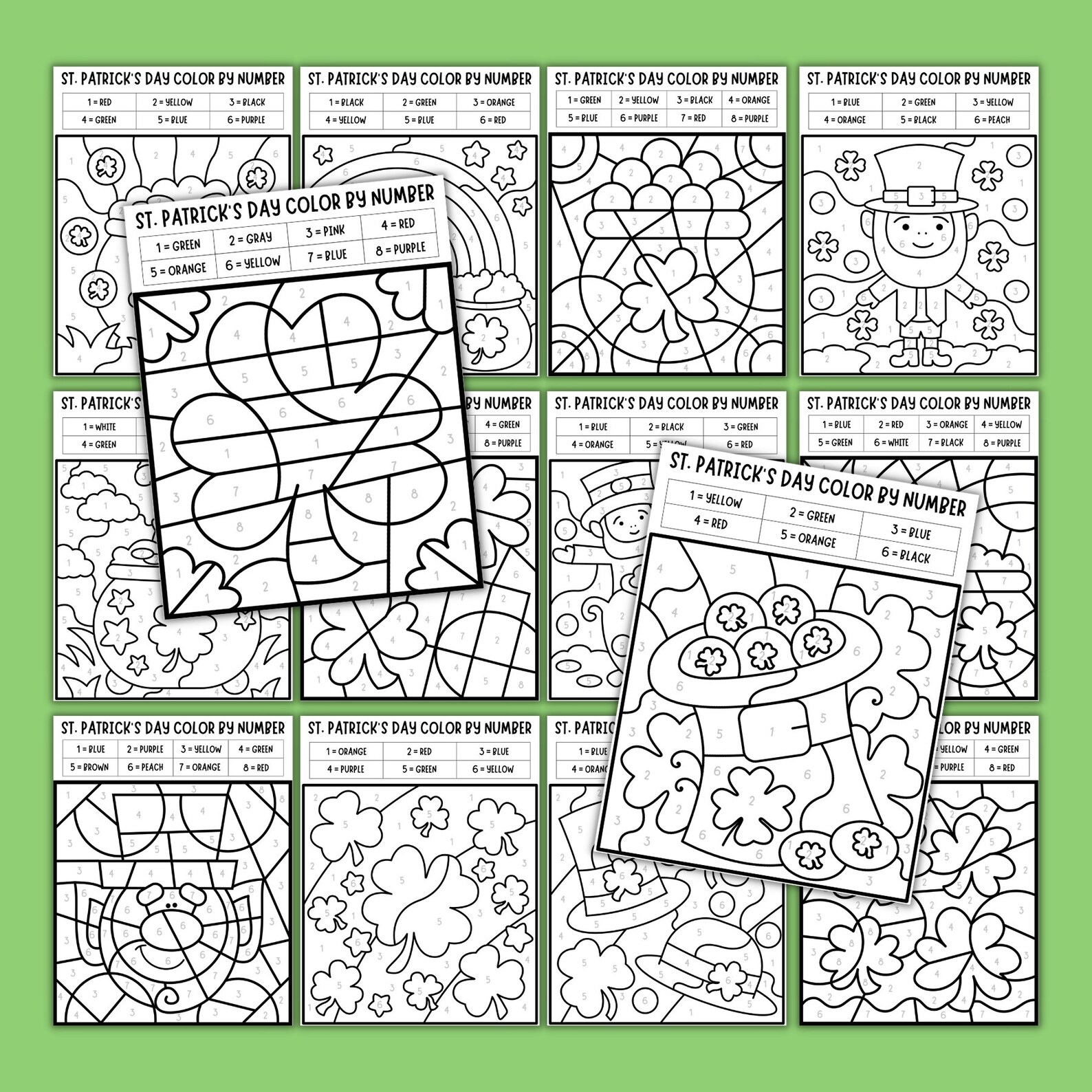 St Patricks Day Color by Number, St Patricks Day Coloring Sheets PDF ...