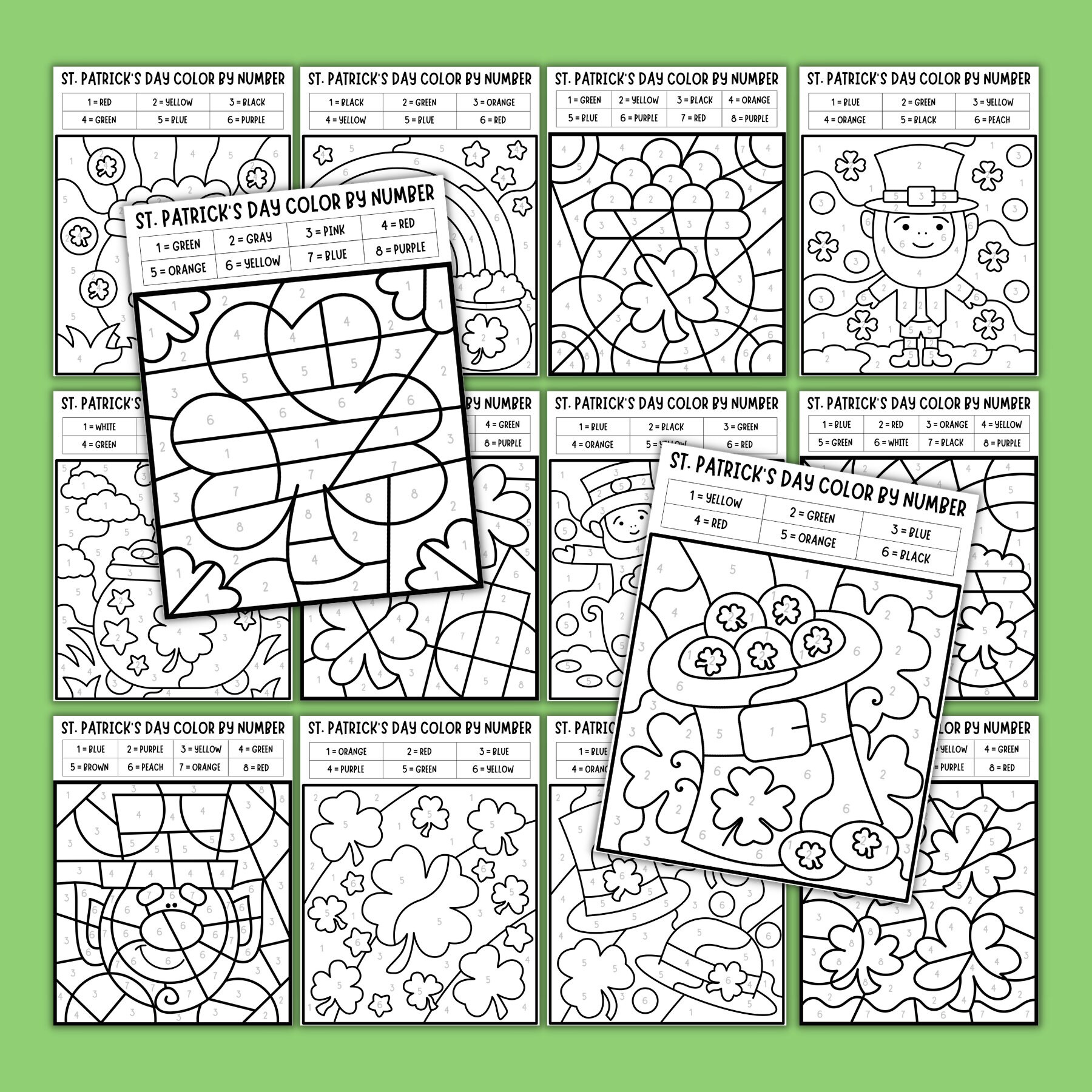 St Patricks Day Color by Number, St Patricks Day Coloring Sheets PDF ...