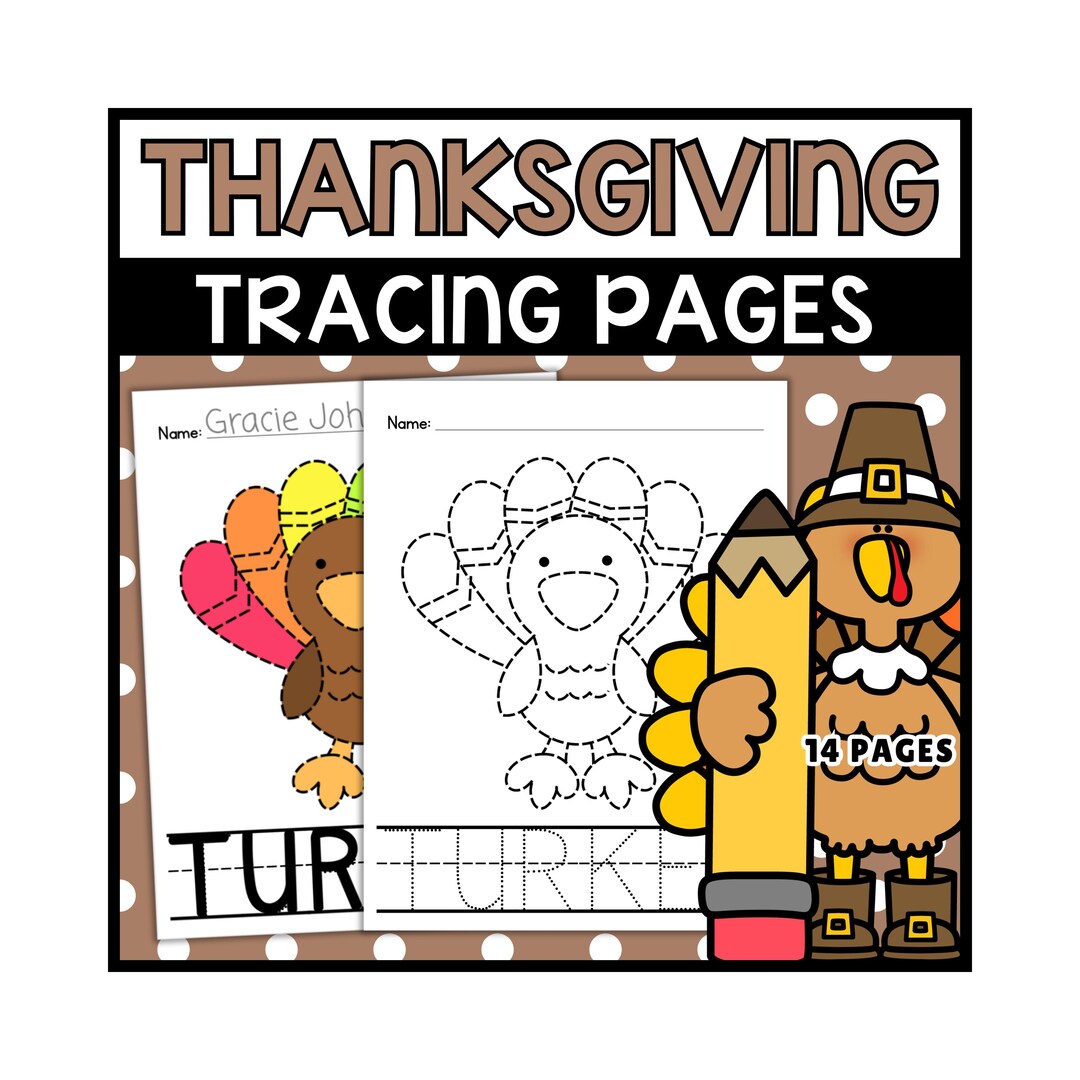 Preschool Fall Tracing Pages Pre K Fine Motor Worksheets Thanksgiving ...