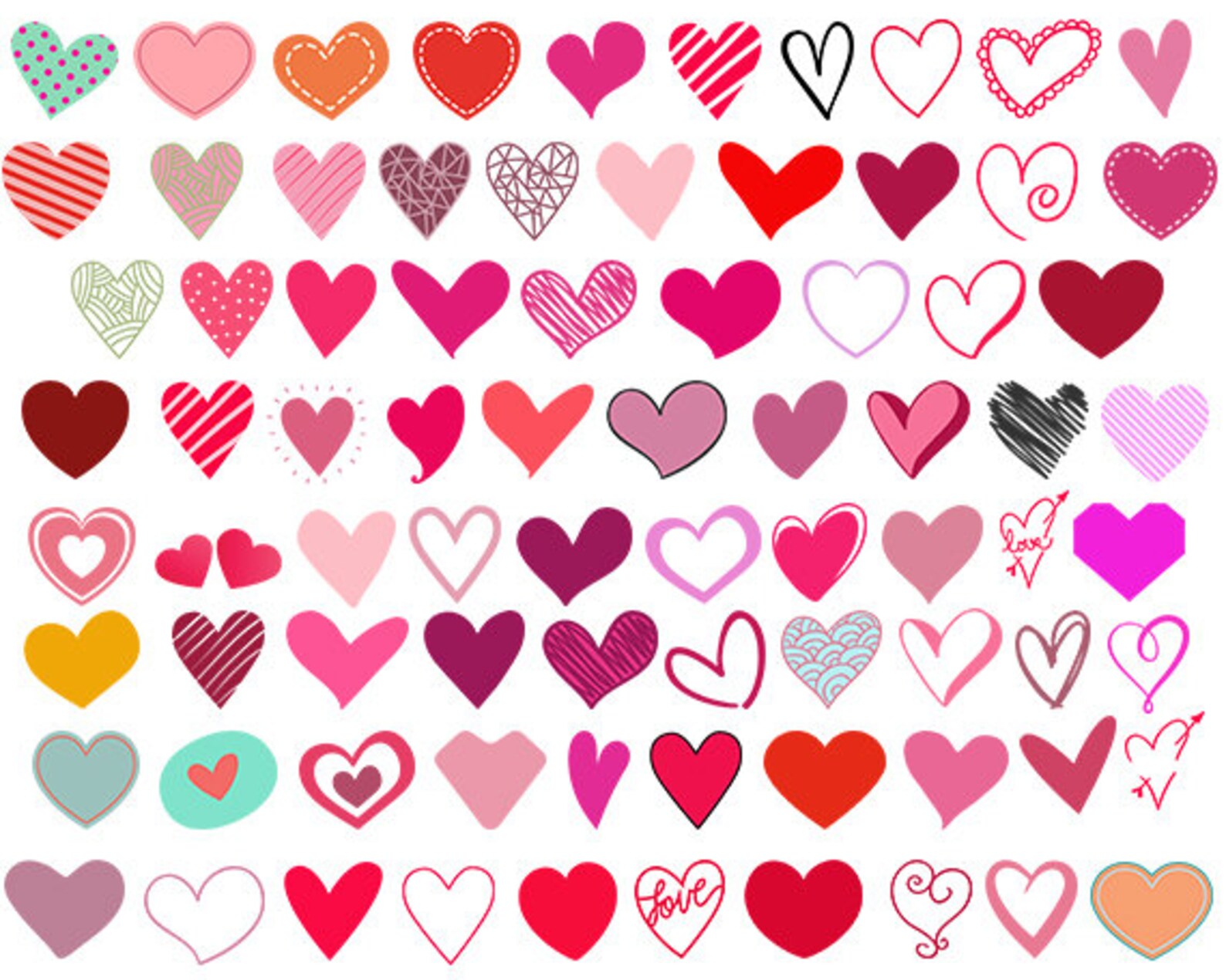 120 SVG Bundle Hearts SVG Laser Hearts Clipart Bundle Hearts Vector ...