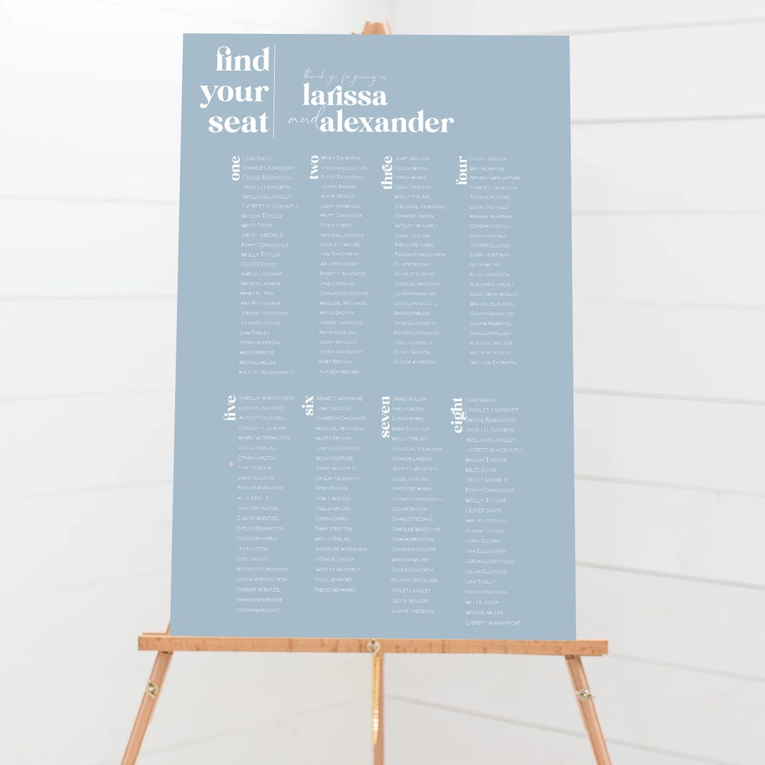 Custom Wedding Seating Chart, Wedding Signage for Tabletops or Easels ...