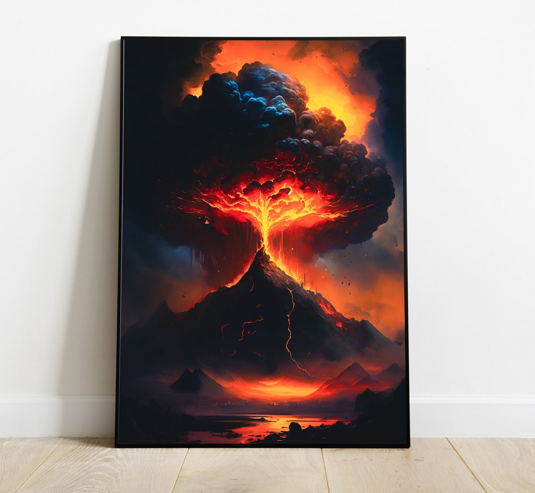 Lava and Magma Volcano Eruption Wall Decoration Poster Print Mountain ...