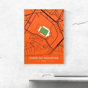 Poster Map of the Stade Du Moustoir - FC Lorient - Printed Illustration ...