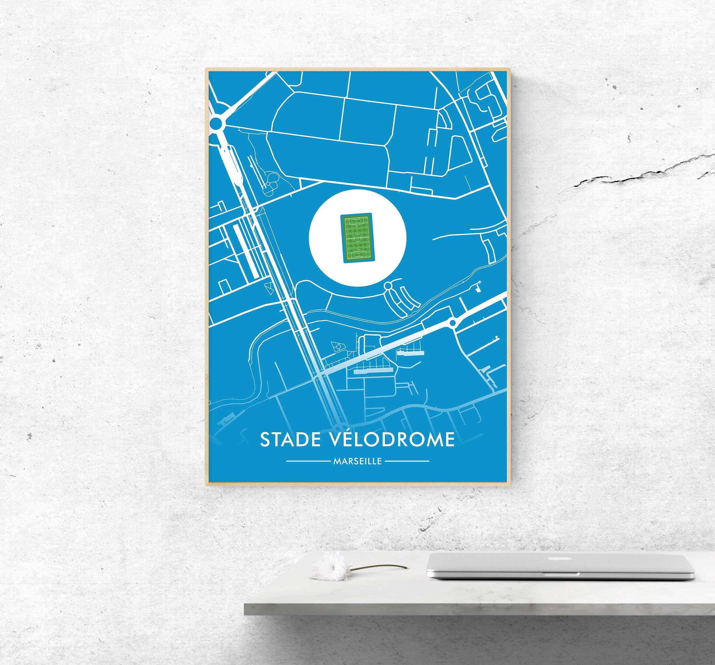 Velodrome Stadium Map Poster Marseille Printed Illustration Ideal Gift ...
