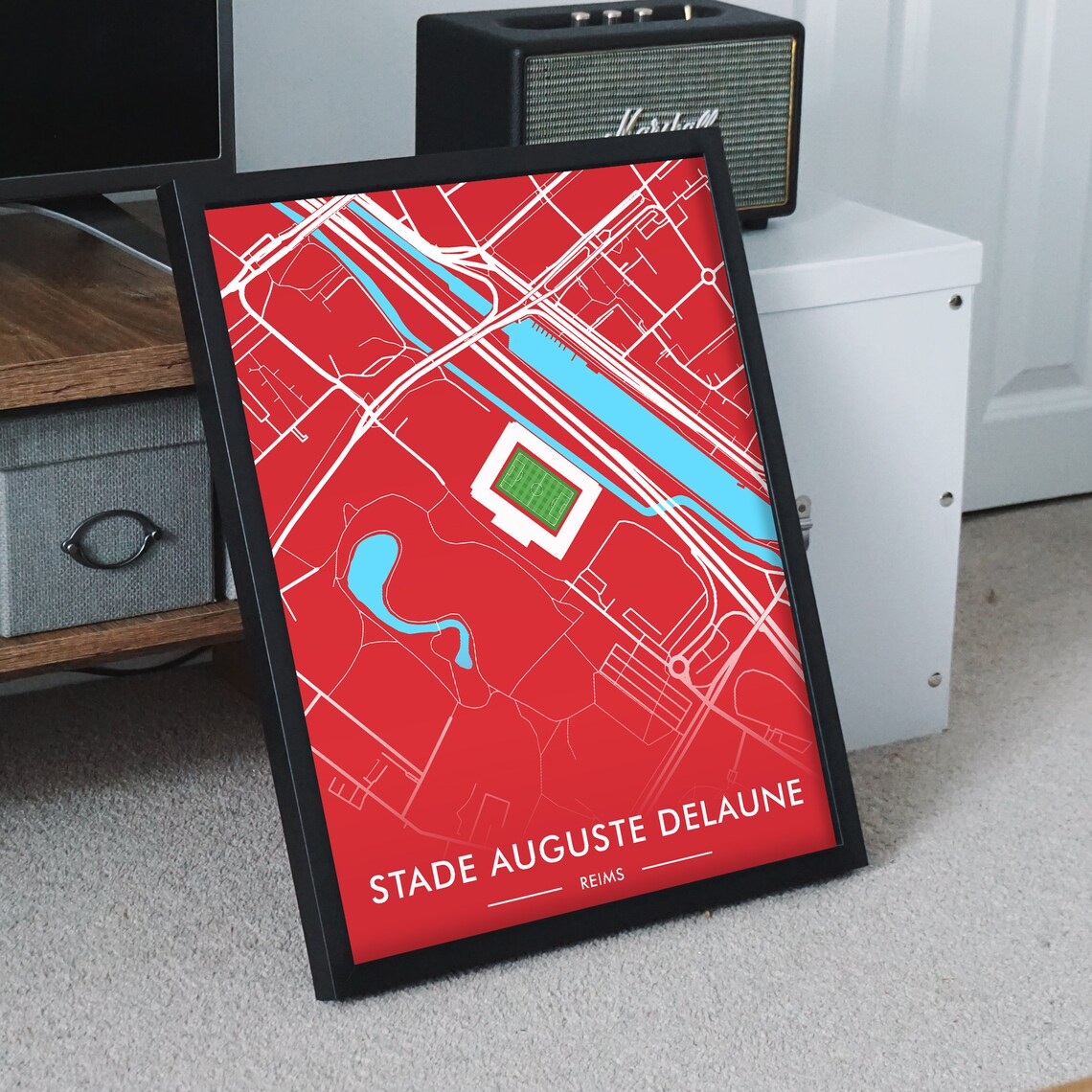 Affiche Plan du Stade Auguste Delaune - Reims - Illustration imprimée ...