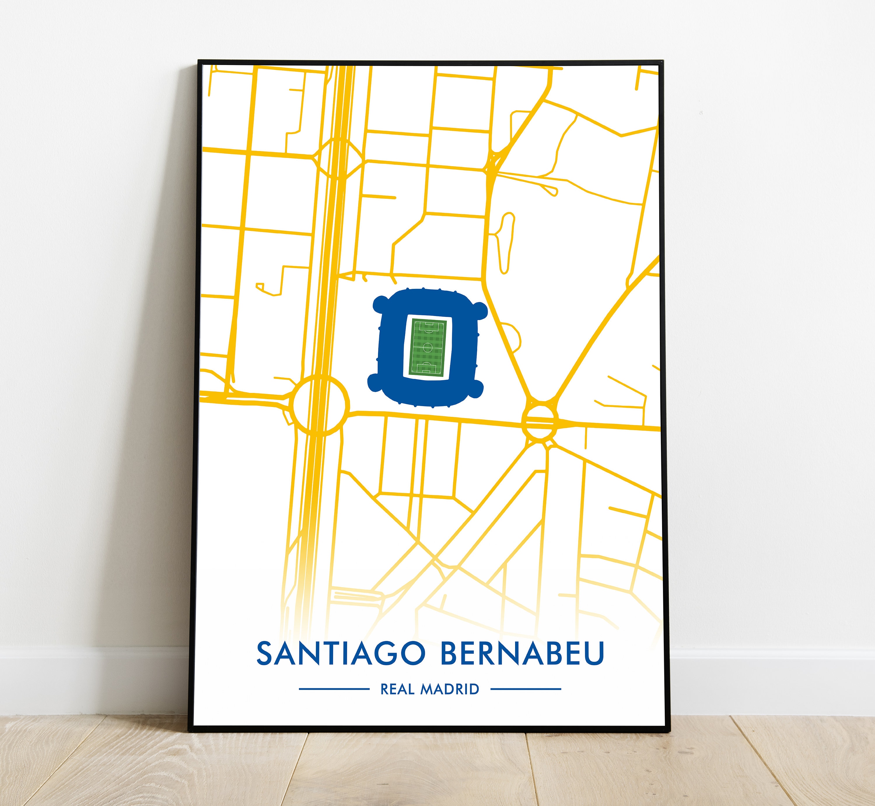 Santiago Bernabeu Stadium Map Poster - Madrid - Printed Illustration ...