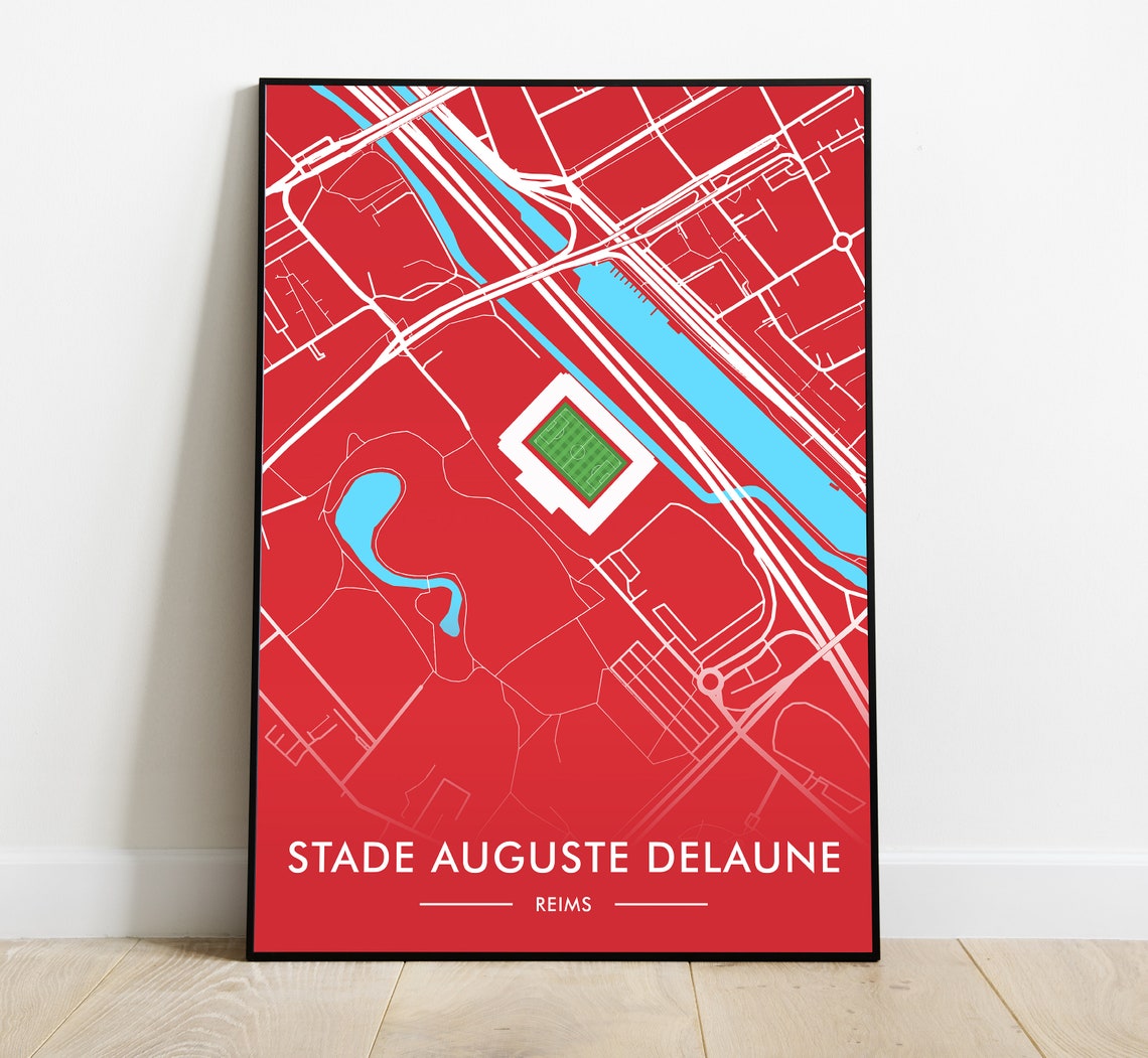 Affiche Plan du Stade Auguste Delaune - Reims - Illustration imprimée ...