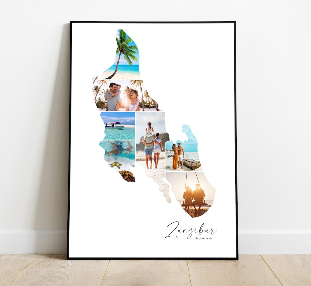 Zanzibar Personalized Poster Card With Photo Collage – Personalized ...