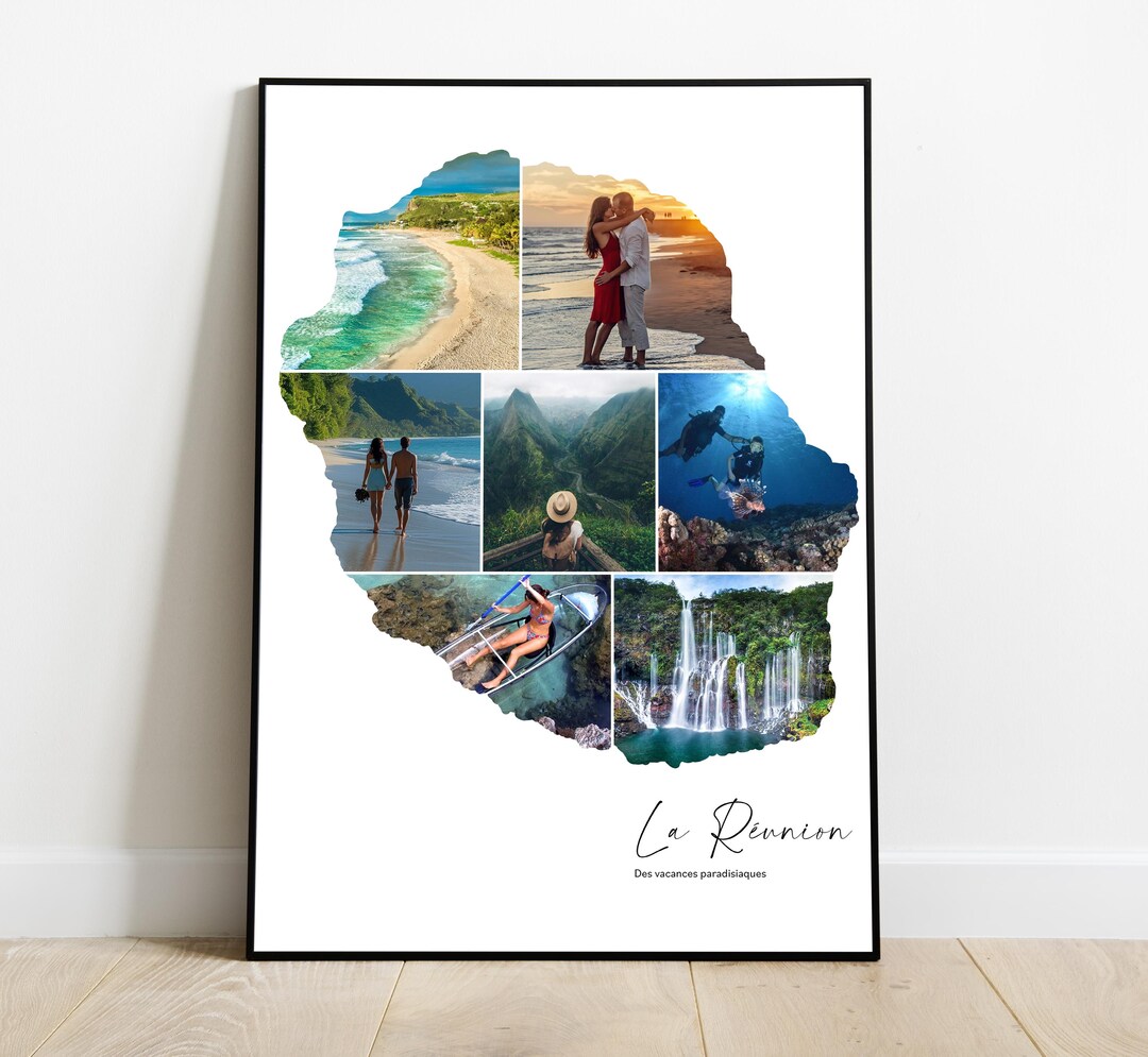 Reunion Island Personalized Map Poster - Photo Collage - Personalized ...