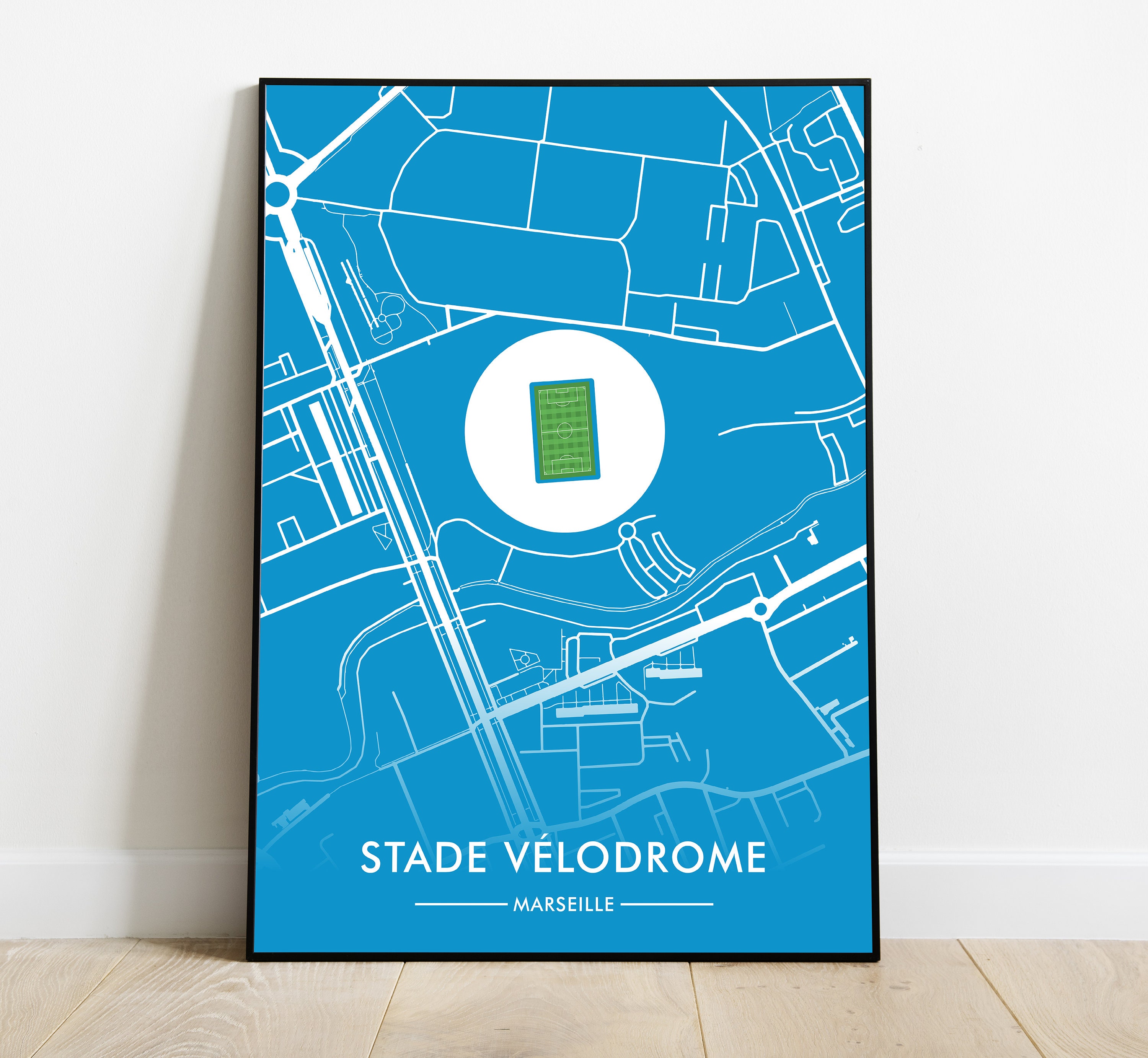 Velodrome Stadium Map Poster Marseille Printed Illustration Ideal Gift ...