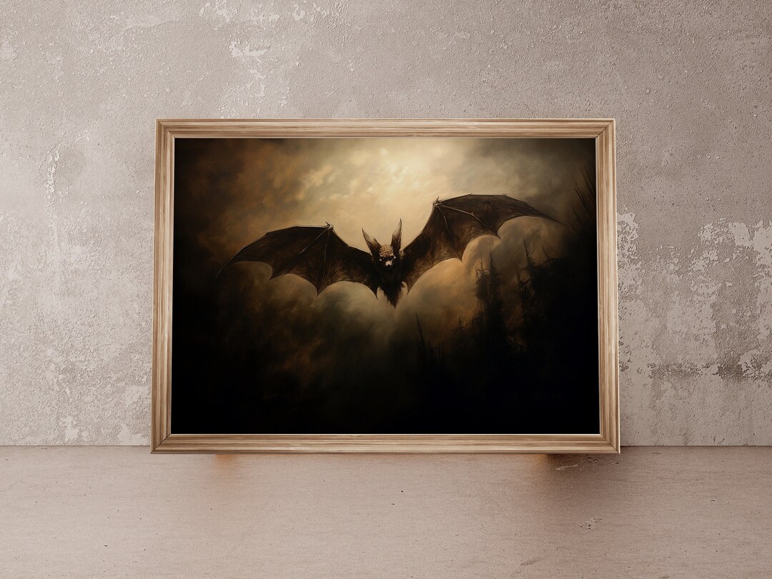 Halloween Digital Poster demonic Bat Night of Terror Under the Full ...