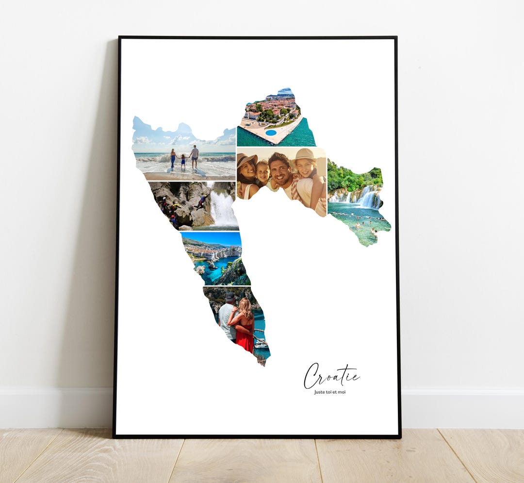 Croatia Custom Map Poster With Photo - Personalized Gift for Couple ...